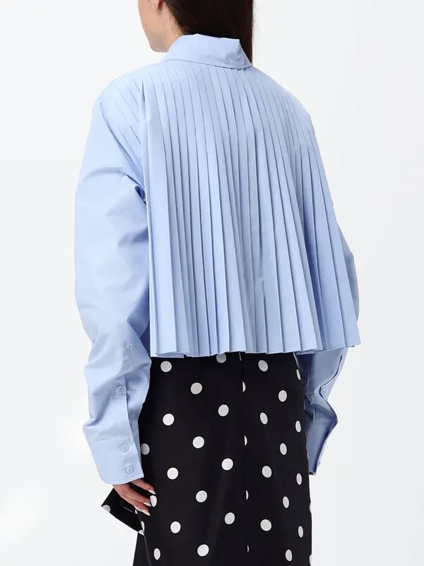 Sportmax Pleated Relaxed Fit Cotton Shirt - Gnawed Blue