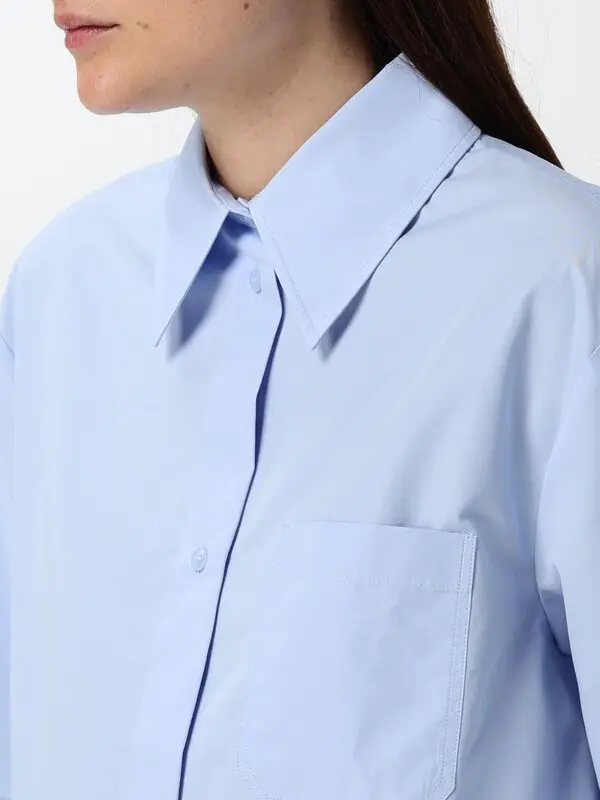 Sportmax Pleated Relaxed Fit Cotton Shirt - Gnawed Blue