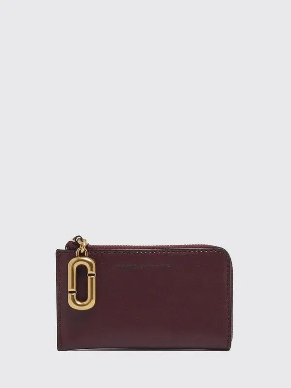 Marc Jacobs Leather Card Holder With A Zip Closure And Four Card Slots - Dark