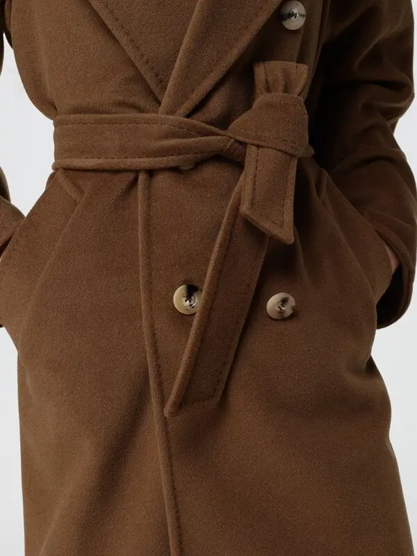 Max Mara Madame Double-breasted Long Wool Coat With Belt - Brown