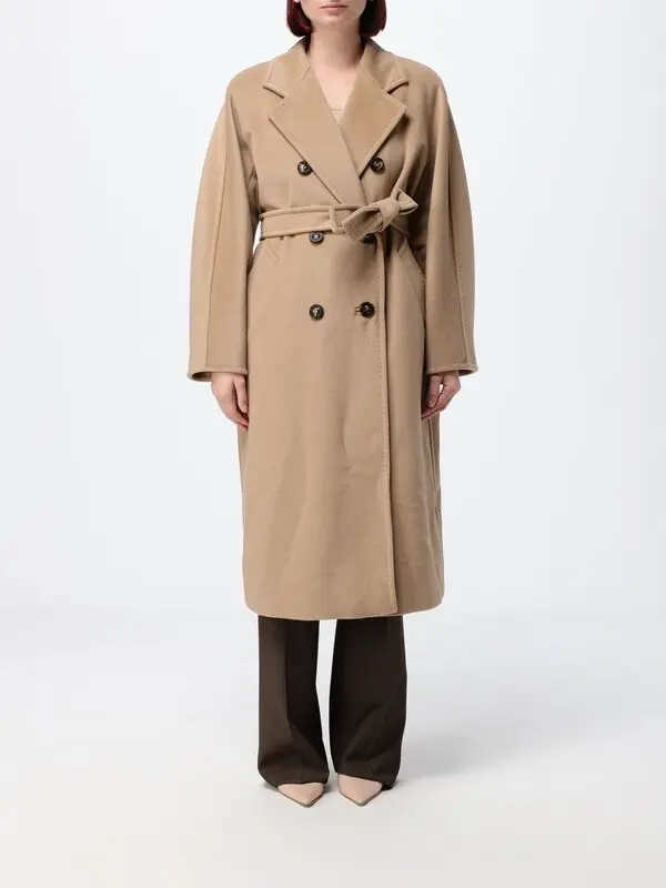 Max Mara Madame Double-breasted Long Wool Coat With Belt - Camel