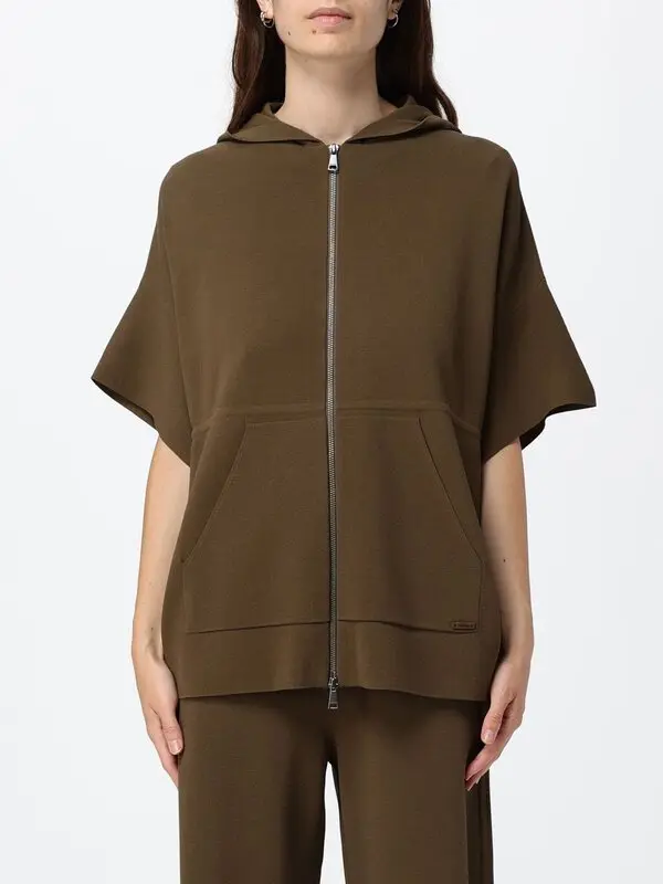 Max Mara Hooded Viscose Cape With Zip Closure - Green