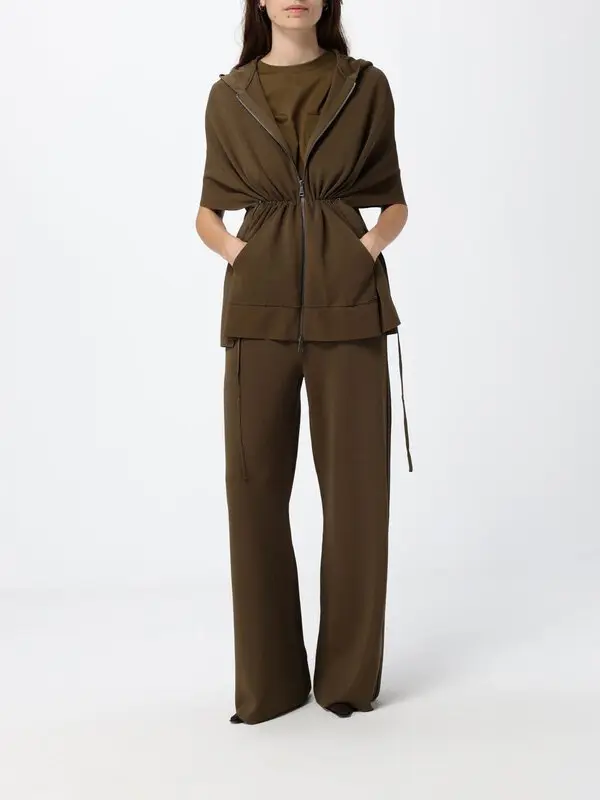 Max Mara Hooded Viscose Cape With Zip Closure - Green