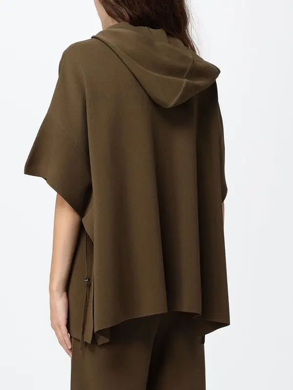 Max Mara Hooded Viscose Cape With Zip Closure - Green