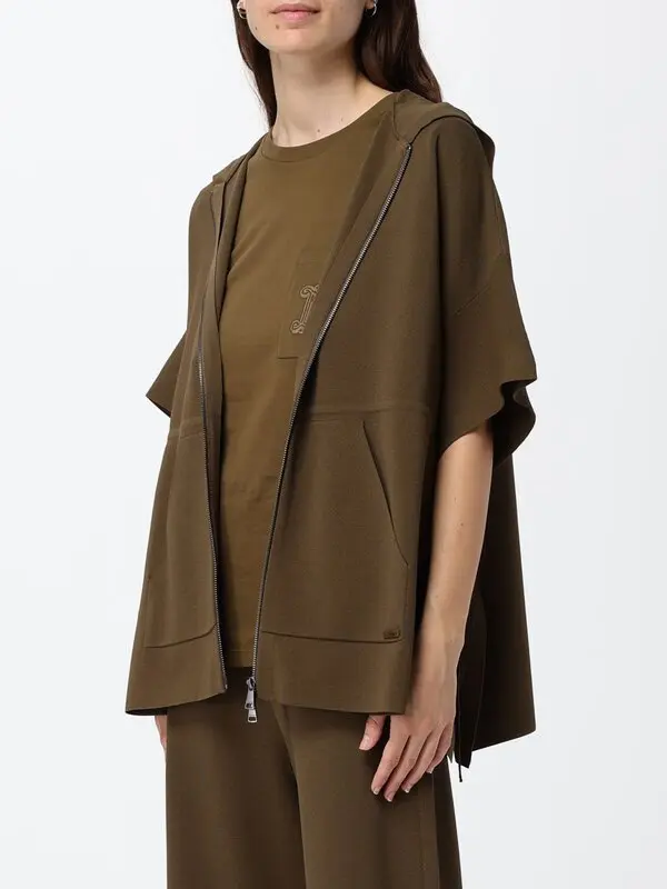 Max Mara Hooded Viscose Cape With Zip Closure - Green
