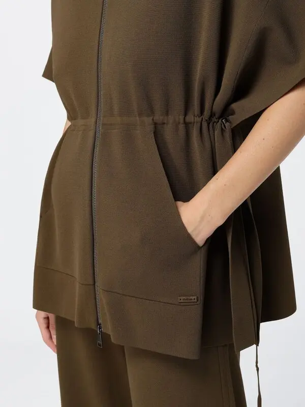 Max Mara Hooded Viscose Cape With Zip Closure - Green