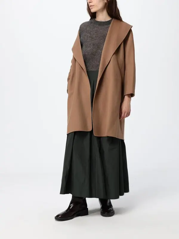 Max Mara Belted Virgin Wool Robe Coat With Shawl Collar - Camel