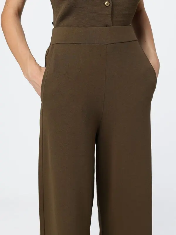 Max Mara High-waisted Wide-leg Knit Wool Trousers - Green