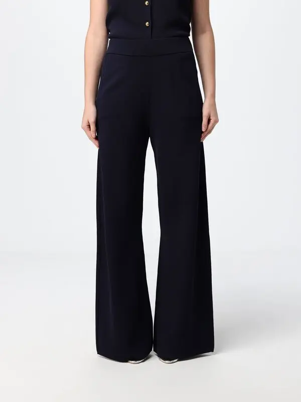 Max Mara High-waisted Wide-leg Knit Wool Trousers - Navy