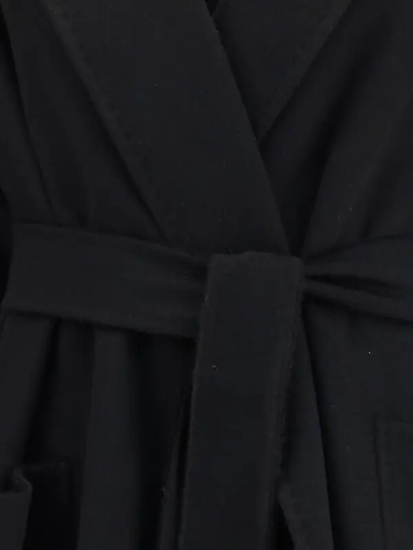 Max Mara Ludmilla Long Cashmere Belted Robe Coat - Black