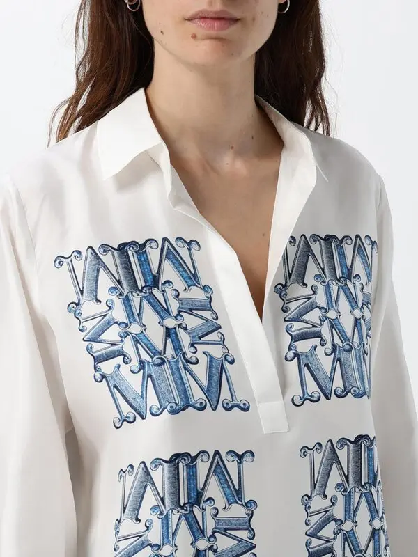 Max Mara Monogram Print Silk Shirt - White