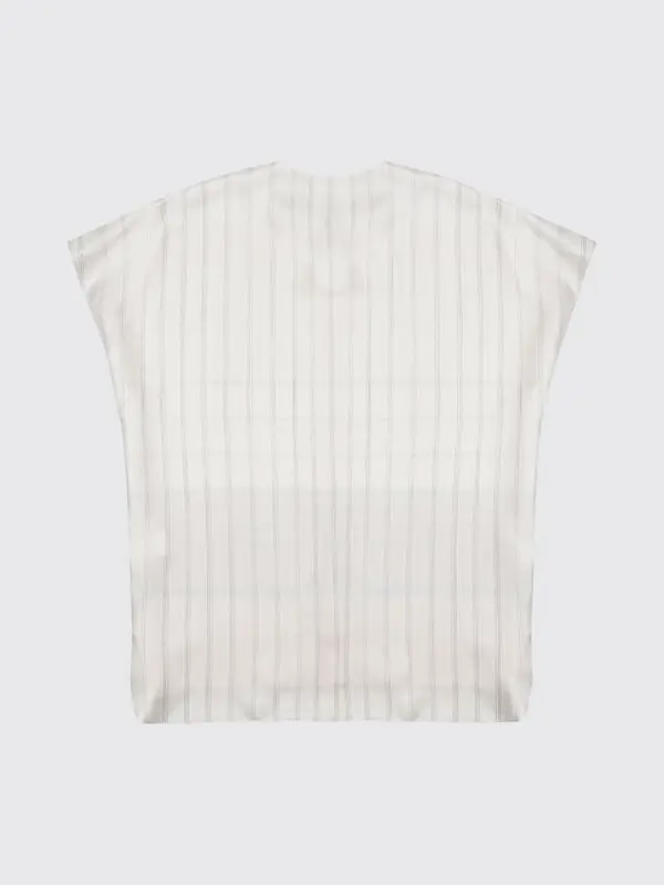 ALYSI Striped Silk V-neck Blouse - White