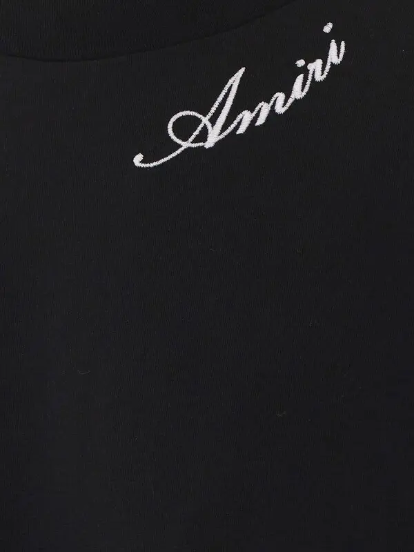 Amiri Drop Shoulder Crewneck T-shirt In Cotton And Modal Blend - Black