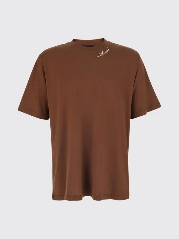 Amiri Drop Shoulder Crewneck T-shirt In Cotton And Modal Blend - Brown