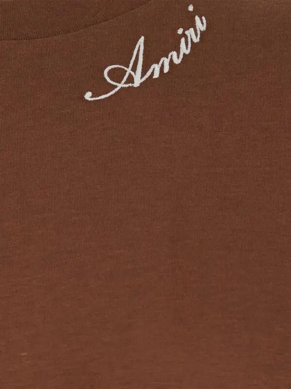 Amiri Drop Shoulder Crewneck T-shirt In Cotton And Modal Blend - Brown