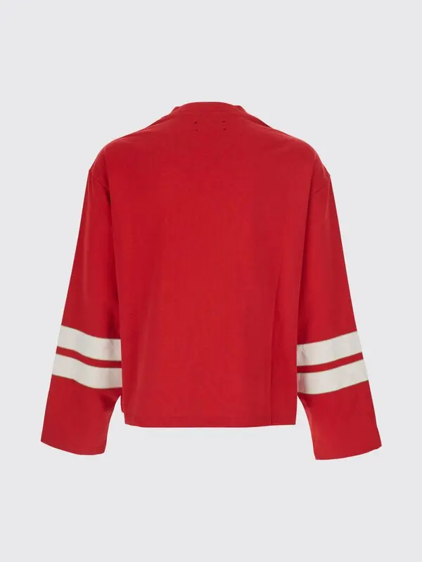 Amiri Long-sleeved V-neck Cotton T-shirt With Slogan Print