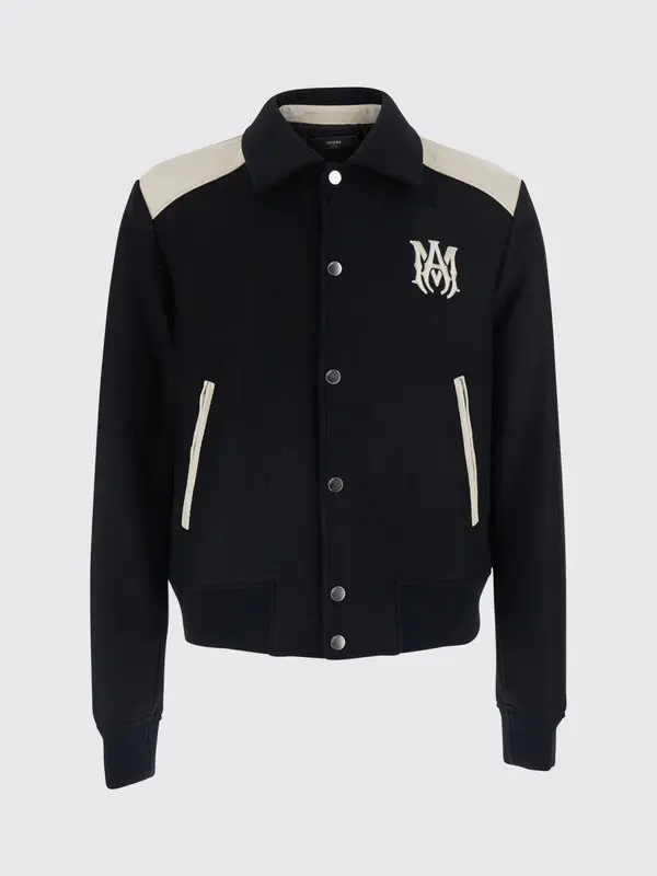 Amiri Varsity Monogram Wool Blend Bomber Jacket - Black