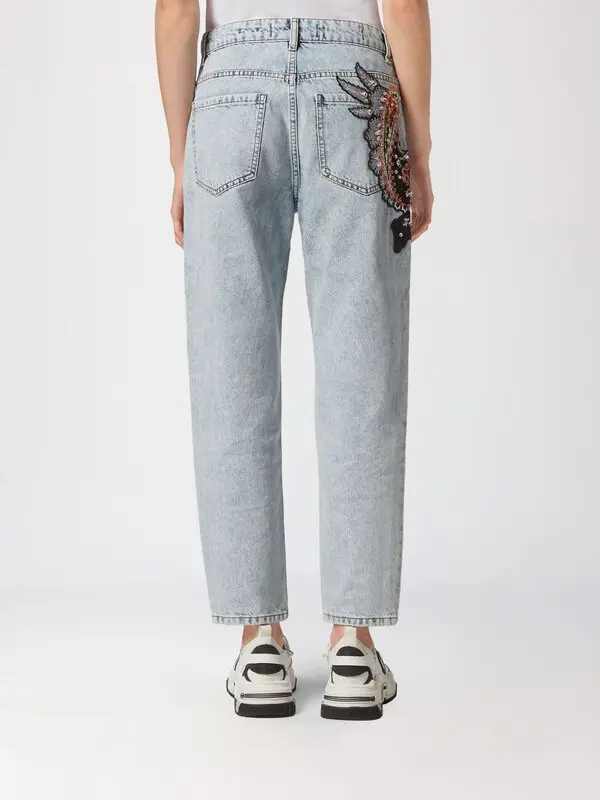 Philipp Plein High-waisted Straight Leg Jeans With Embroidery And Rhinestones - Blue