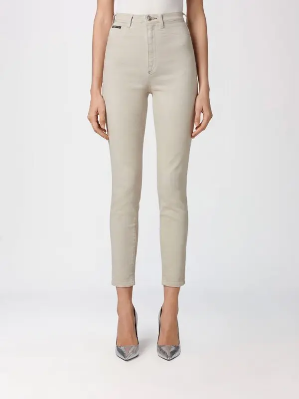 Philipp Plein High-waisted Cropped Skinny Stretch Jeans - Beige