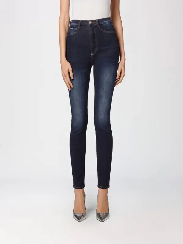 Philipp Plein High-waisted Cropped Skinny Stretch Jeans - Blue