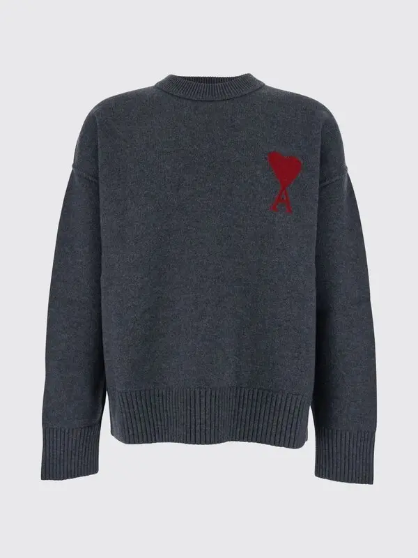 AMI Paris Crew-neck Wool Jumper With Contrast Logo