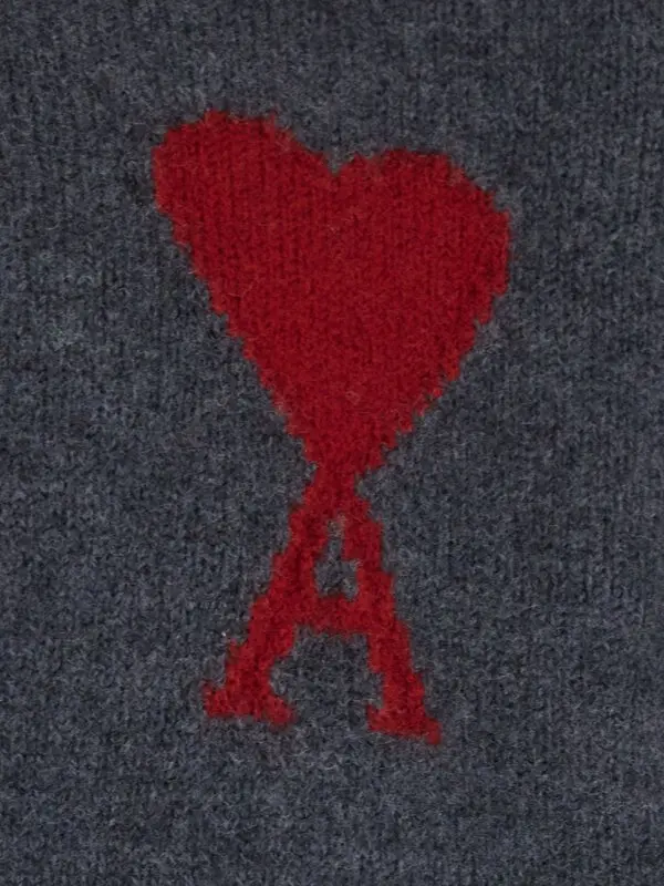 AMI Paris Crew-neck Wool Jumper With Contrast Logo