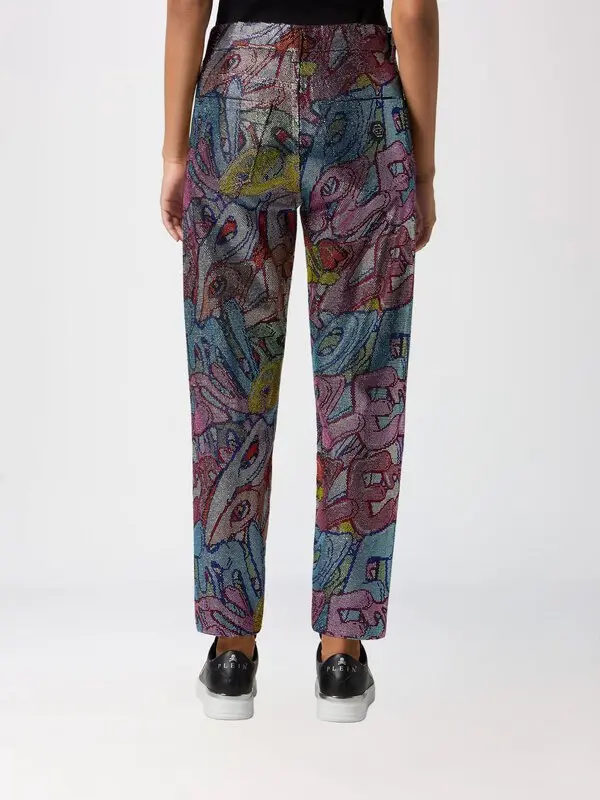 Philipp Plein High-waisted Straight Jeans In Denim With Embroidery And Rhinestones