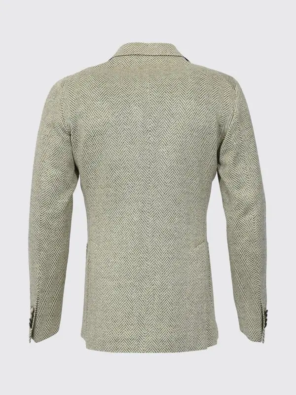 Tagliatore Chevron Pattern Double-breasted Blazer In Linen And Cotton