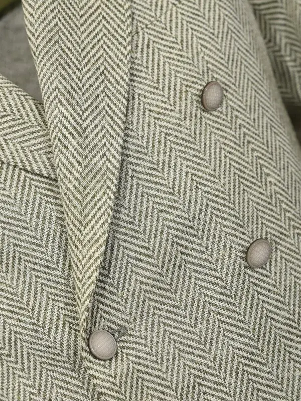 Tagliatore Chevron Pattern Double-breasted Blazer In Linen And Cotton