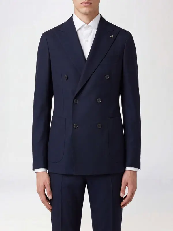 Tagliatore Double-breasted Blazer In Stretch Virgin Wool With Peak Lapels