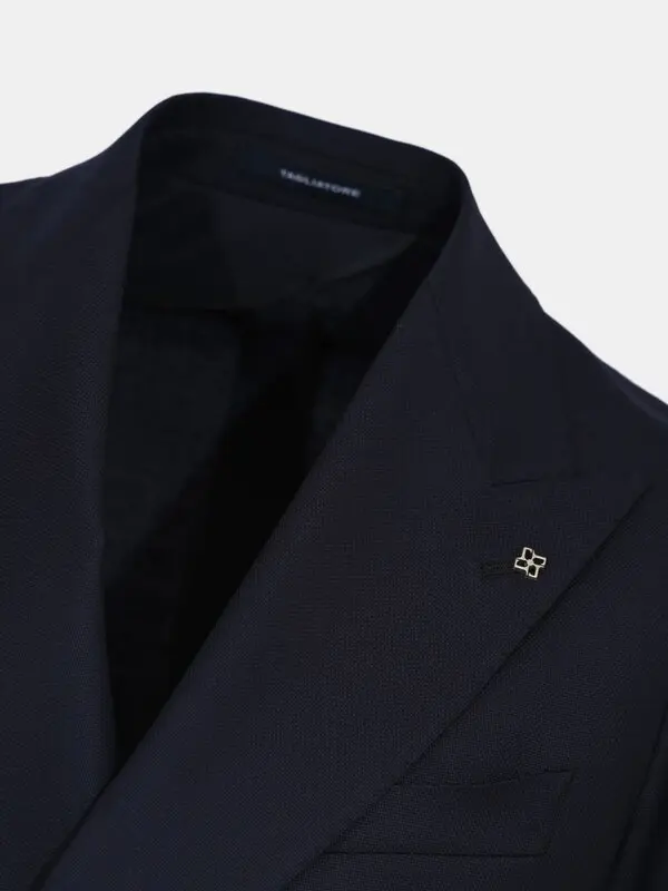 Tagliatore Double-breasted Blazer In Stretch Virgin Wool With Peak Lapels
