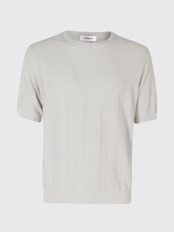 KANGRA Short-sleeved Cotton Crewneck Jumper With Ribbed Trims - Sand
