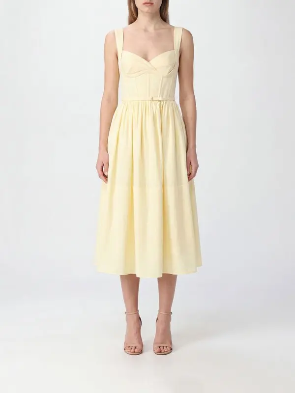 Zimmermann Off-the-shoulder Linen And Silk Bustier Midi Dress - Yellow