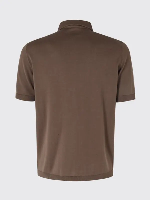KANGRA Short-sleeved Stretch Cotton Polo Shirt With Classic Collar - Coffee