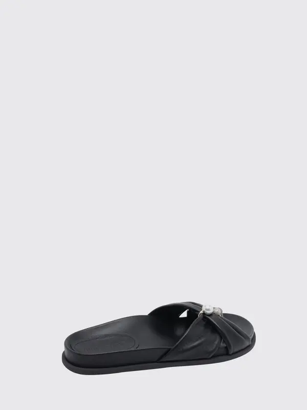 JIMMY CHOO Rafi Embellished Smooth Calfskin Slide Sandals - Black