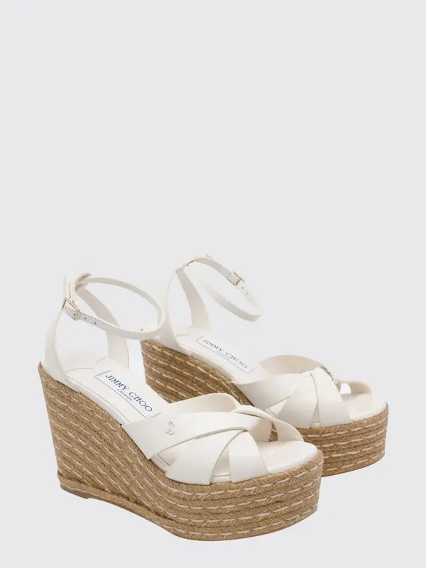JIMMY CHOO Korra High Wedge Sandals In Nappa With Ankle Strap