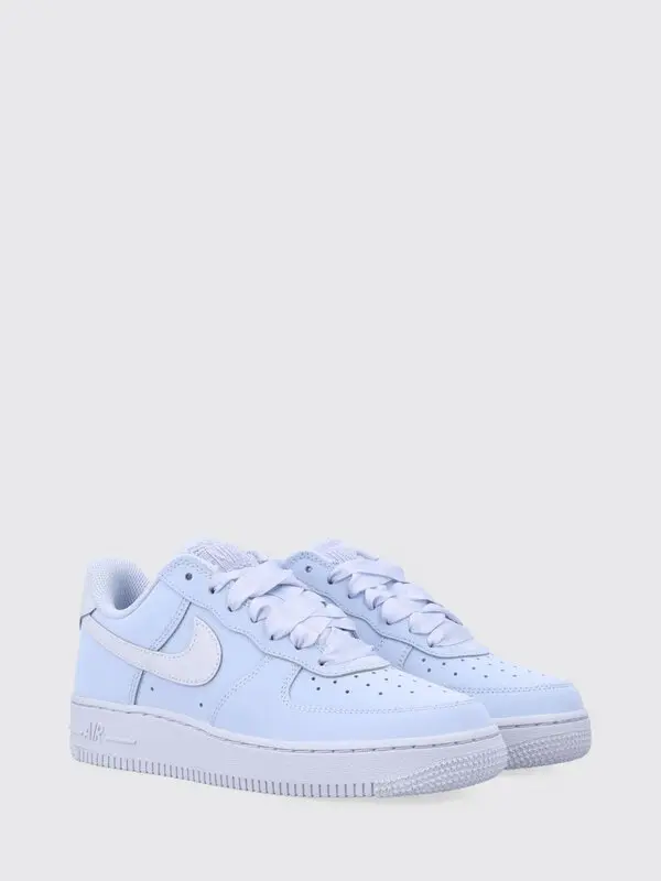 Nike Force 1 Smooth Leather Trainers With Perforated Toe And Swoosh Logo - Sky