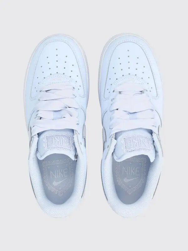 Nike Force 1 Smooth Leather Trainers With Perforated Toe And Swoosh Logo - Sky