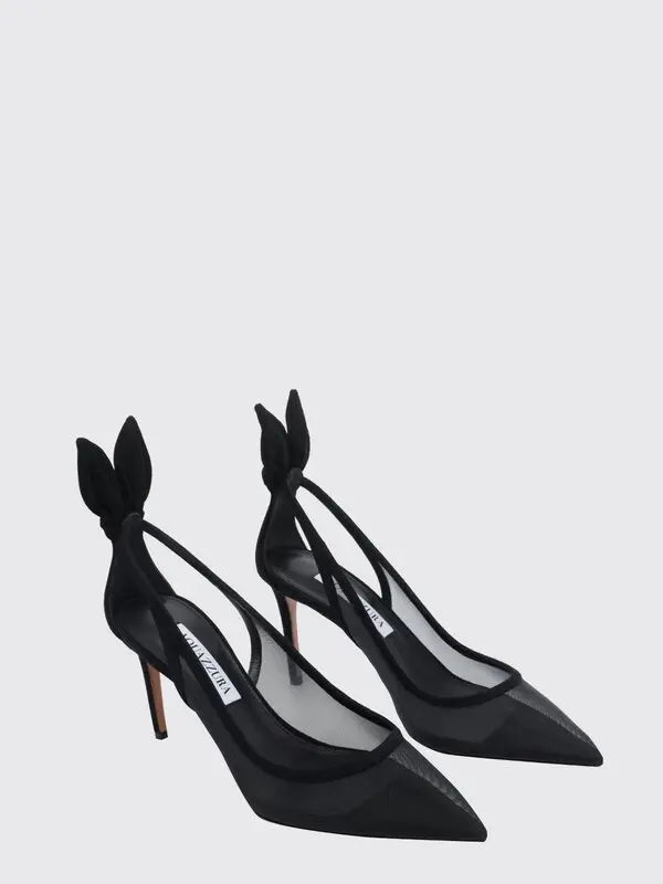 AQUAZZURA Bow Tie Mesh And Suede Court Shoes With Cut-out Knot And High Heel