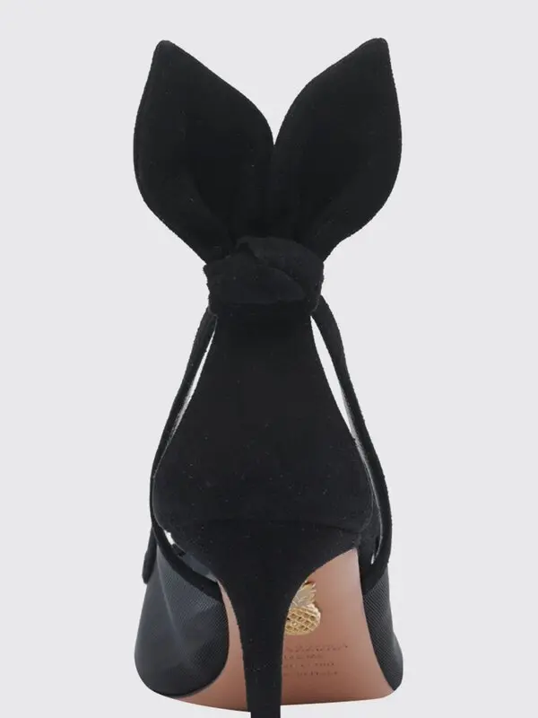 AQUAZZURA Bow Tie Mesh And Suede Court Shoes With Cut-out Knot And High Heel