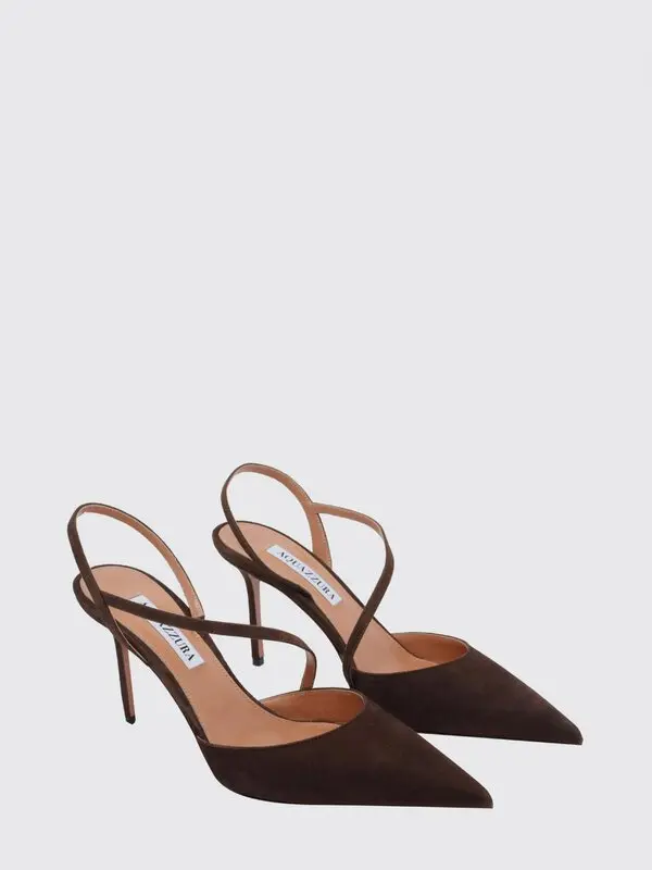 AQUAZZURA Dynasty Suede Calfskin Slingbacks With Stiletto Heel