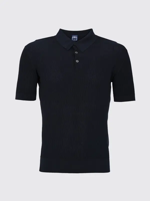 Fedeli Pure Cotton Knit Short-sleeved Polo - Blue