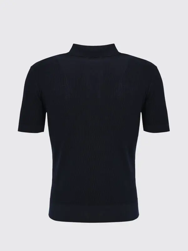 Fedeli Pure Cotton Knit Short-sleeved Polo - Blue