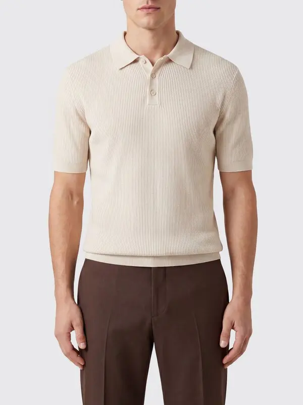 Fedeli Pure Cotton Knit Short-sleeved Polo - Ivory