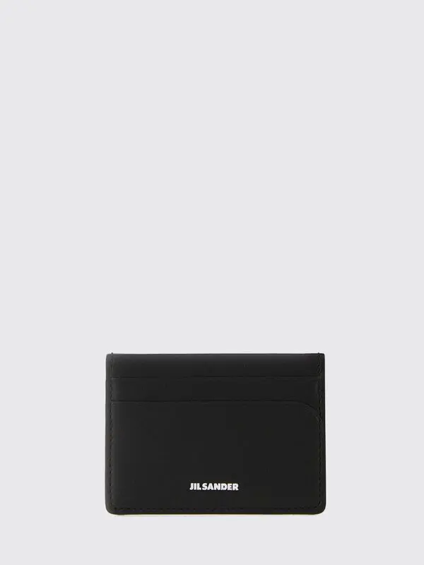 JIL SANDER Grained Calfskin Card Holder With Laminated Logo And Four Slots - Black