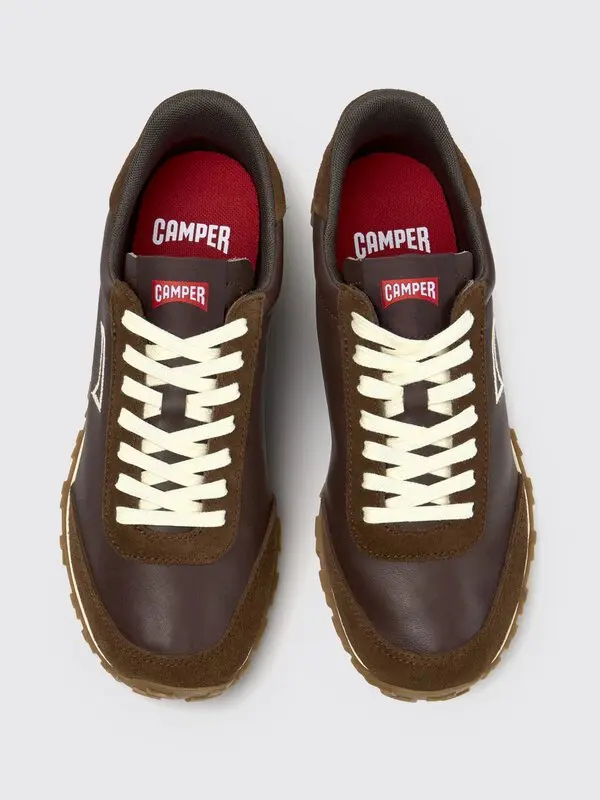 Camper Drift Walk Leather And Suede Sneakers With Embroidered Logo