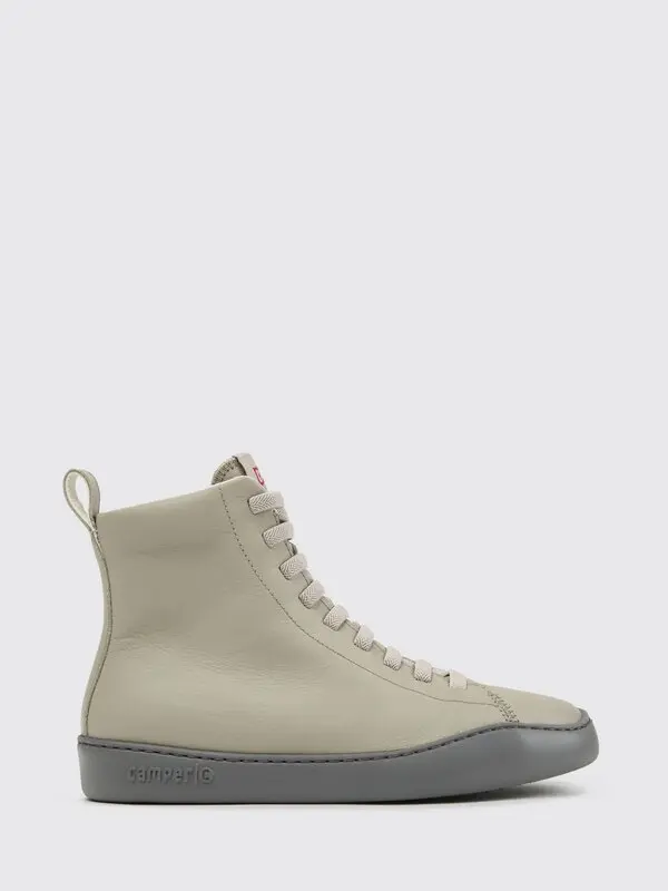 Camper Peu Touring Smooth Leather Boots With Side Zip - Beige