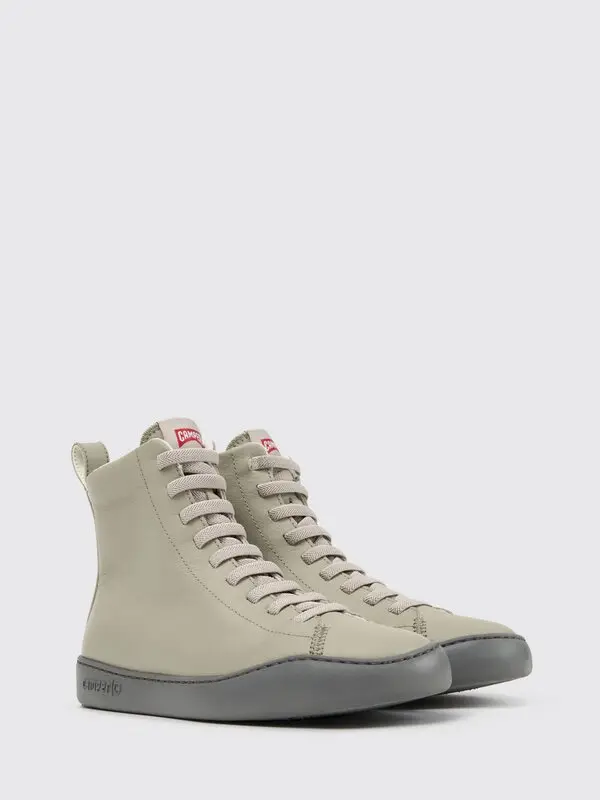 Camper Peu Touring Smooth Leather Boots With Side Zip - Beige