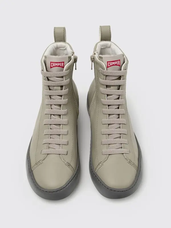 Camper Peu Touring Smooth Leather Boots With Side Zip - Beige