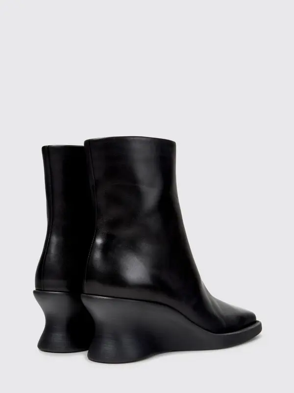 Camper Louise Smooth Leather Wedge Ankle Boots With Squared Toe